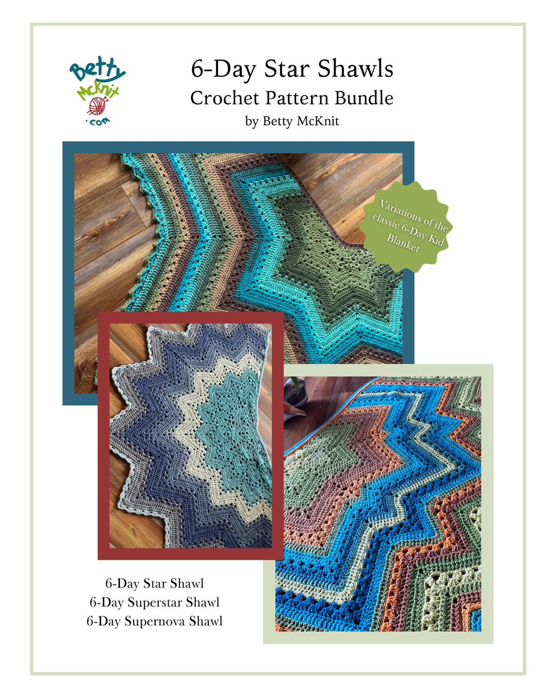 6-Day Star, Superstar, and Supernova Shawl Crochet Pattern Bundle by B ...